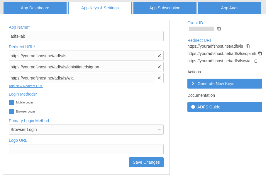 Create new ADFS app | MIRACL Documentation